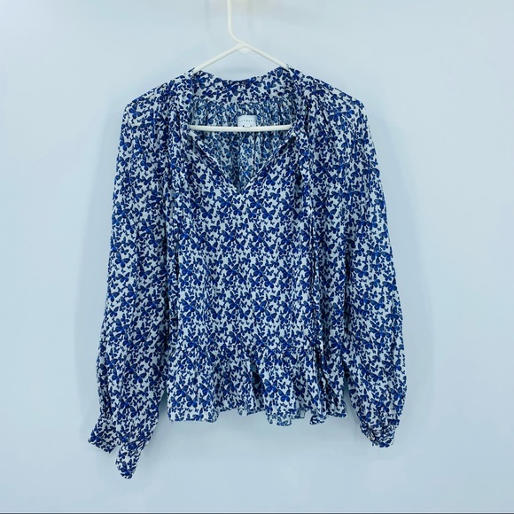 Anthropologie | Tops | Sundays Blue Ruffle Blouse Small | Poshmark